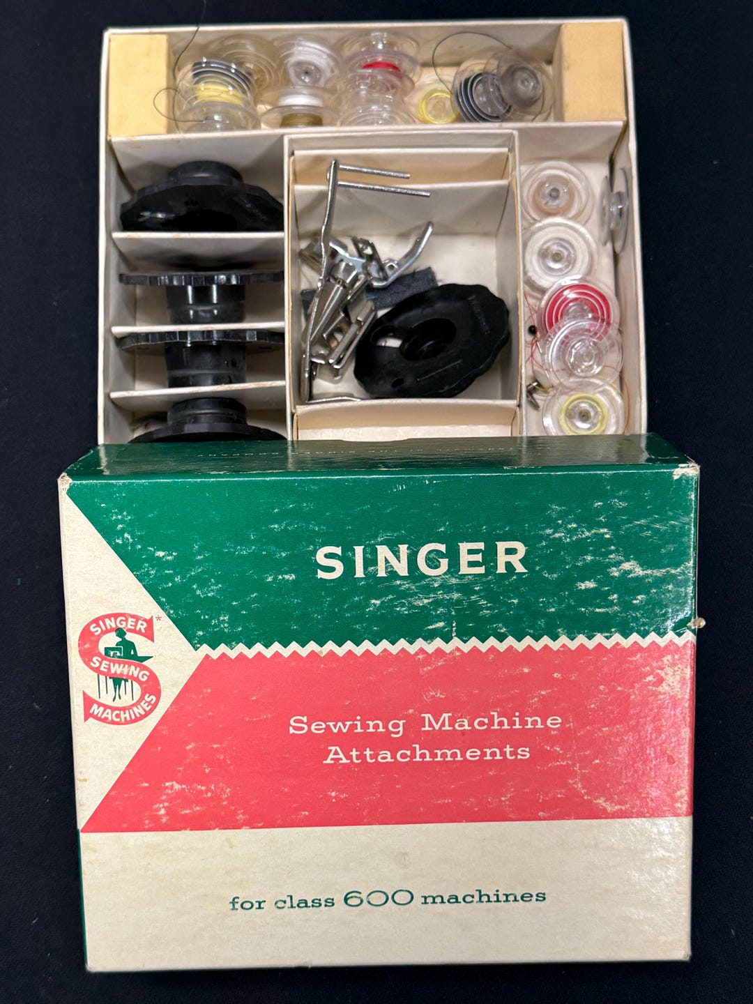 Vintage Original Singer Sewing Machine Attachment Box, Attachments and ...