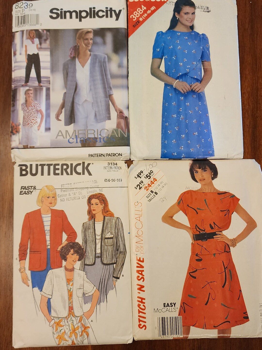 Lot of 4 Vintage 1980's Patterns UNCUT Size 12-18 - Etsy