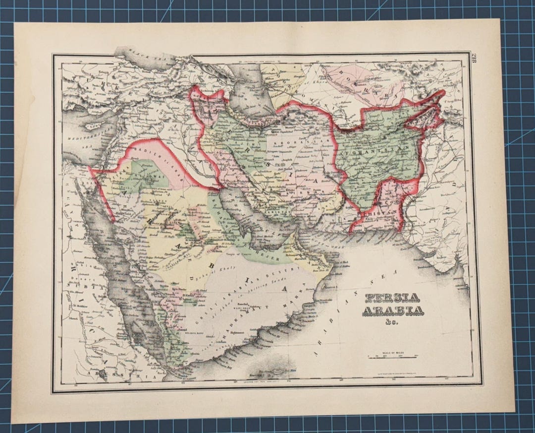 1889 Victorian Atlas Map of Palestine, Persia Arabia - Etsy