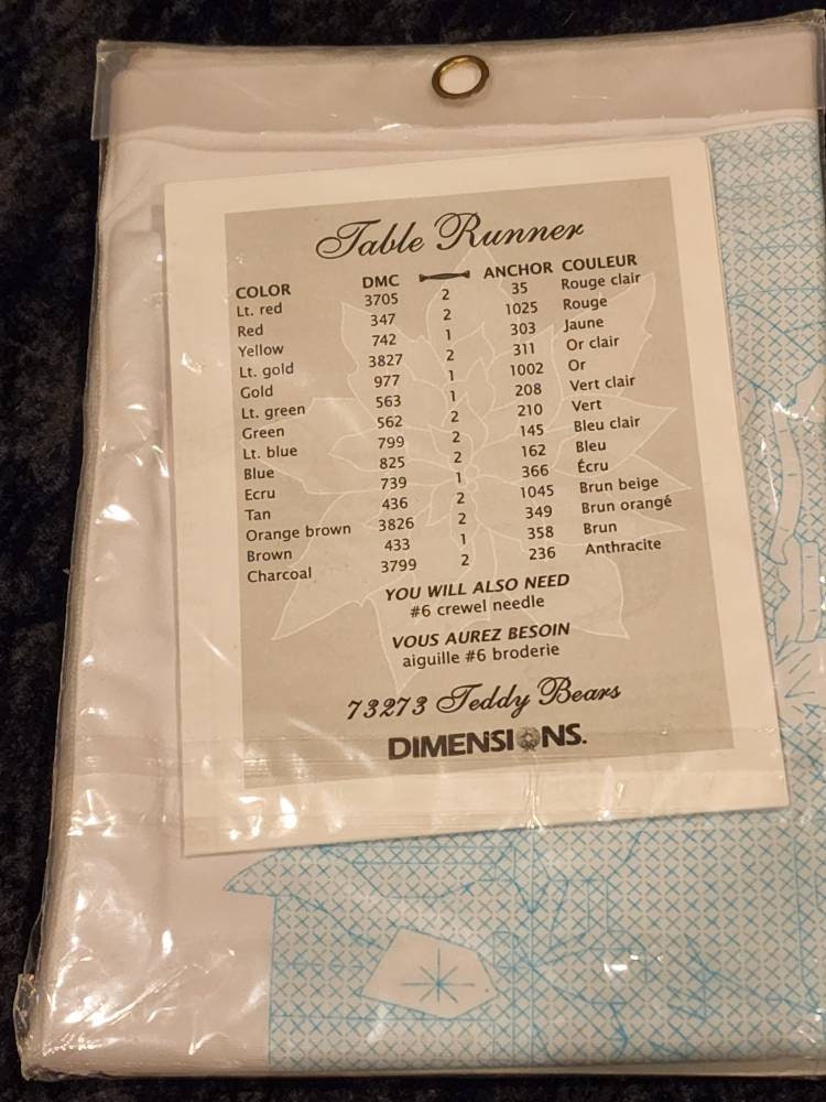 Vintage NOS Cross Stitch Table Runner Kit by Dimensions Teddy - Etsy