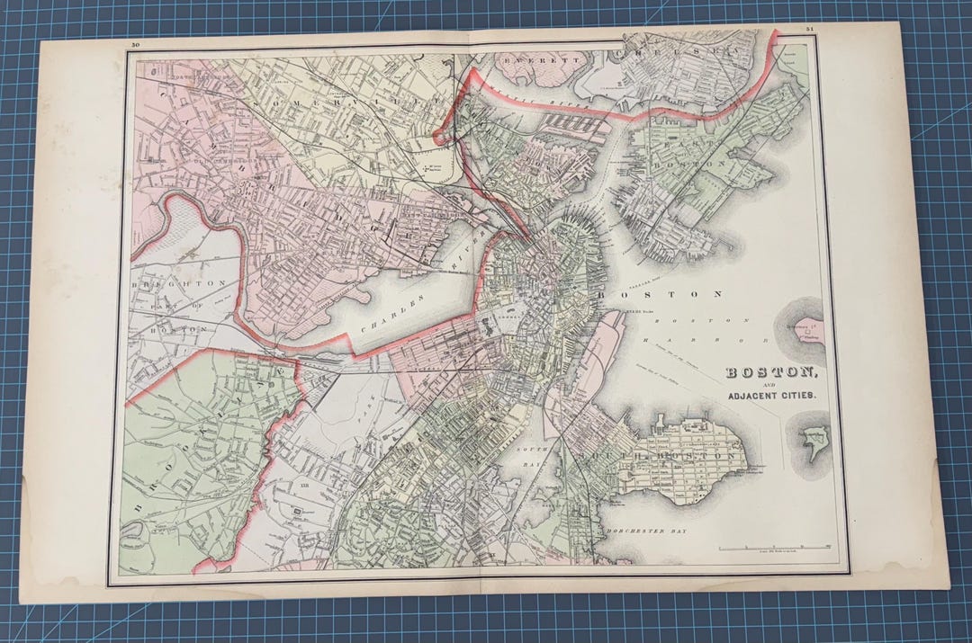 1889 Victorian Atlas Map Boston and Adjacent Cities - Etsy