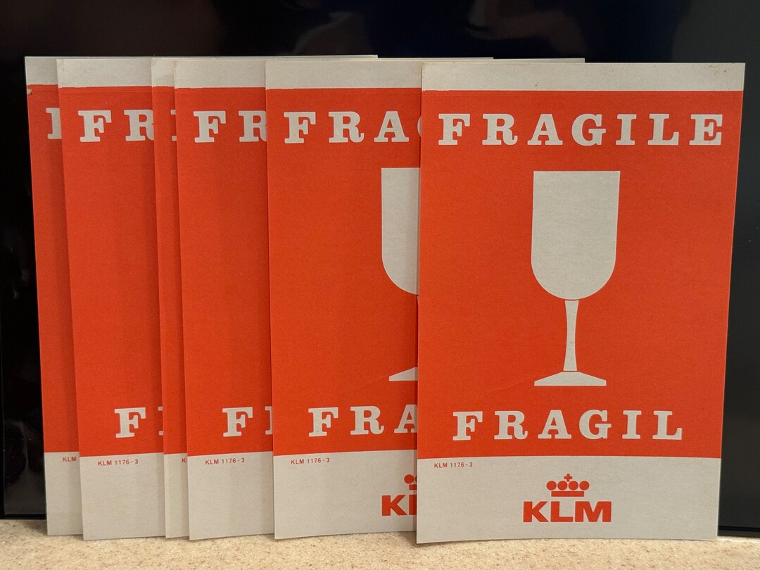 1980’s Vintage KLM Royal Dutch Airlines Fragile Stickers Lot of 6 - Etsy
