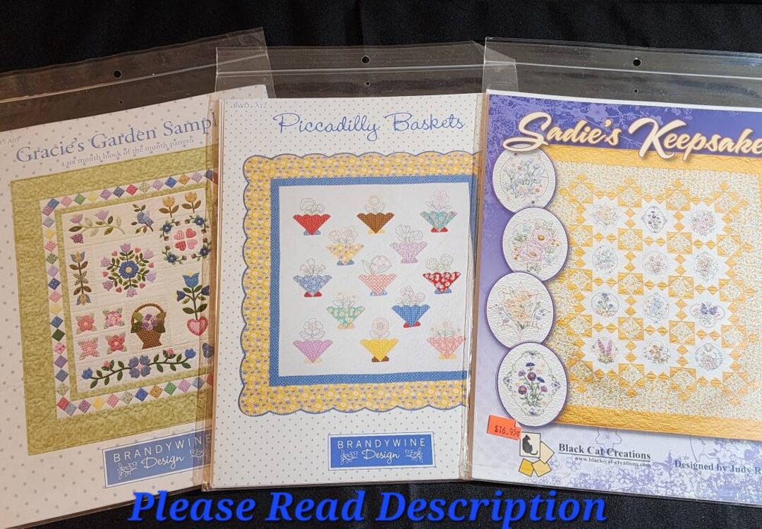 NOS Lot of 3 Embroidered Quilt Patterns Brandywine Designs Garden - Etsy