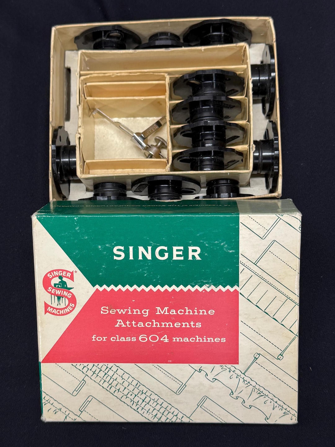 Vintage Original Singer Sewing Machine Attachment Box, Attachments and ...
