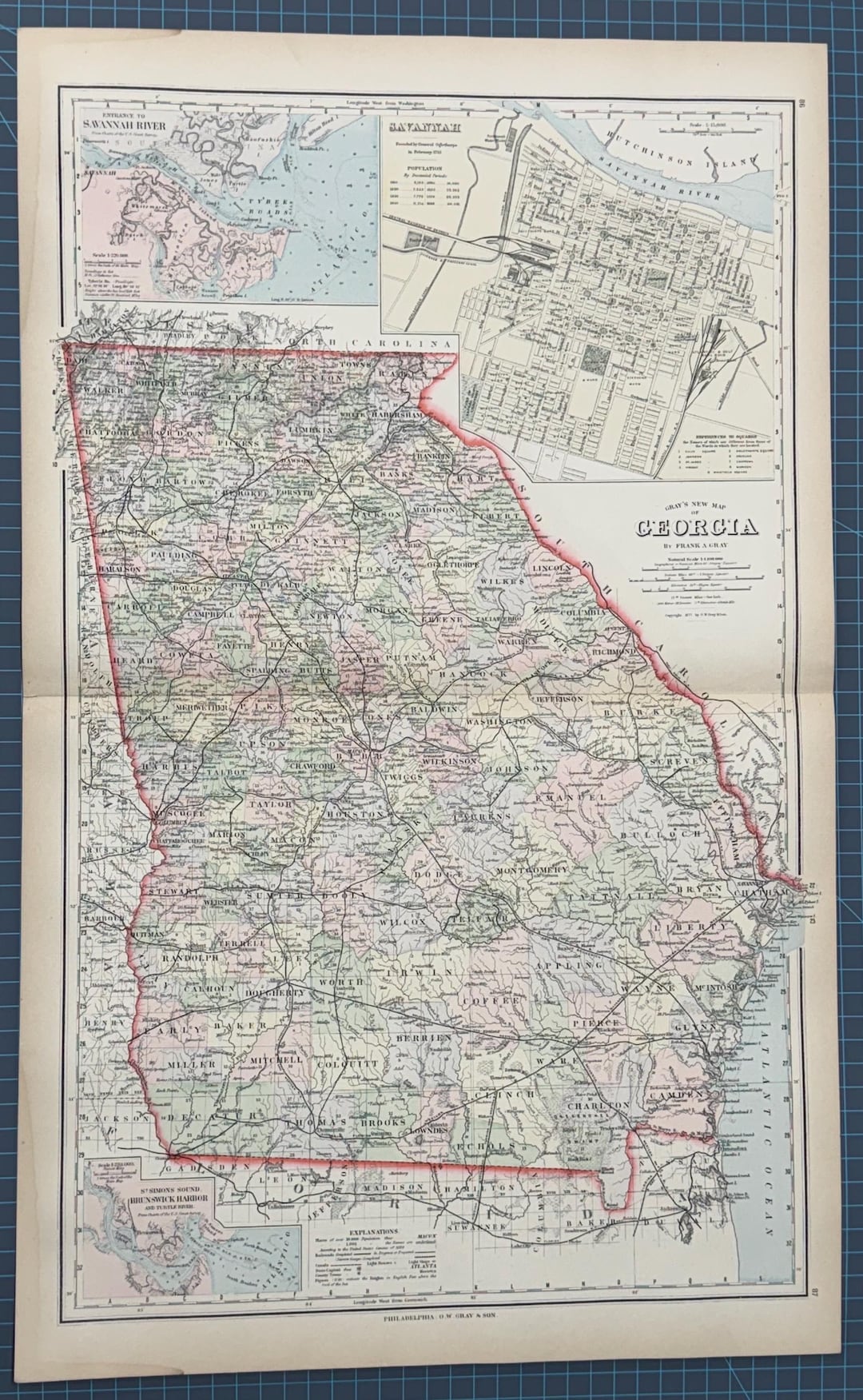 1889 Victorian Atlas Map Georgia - Etsy