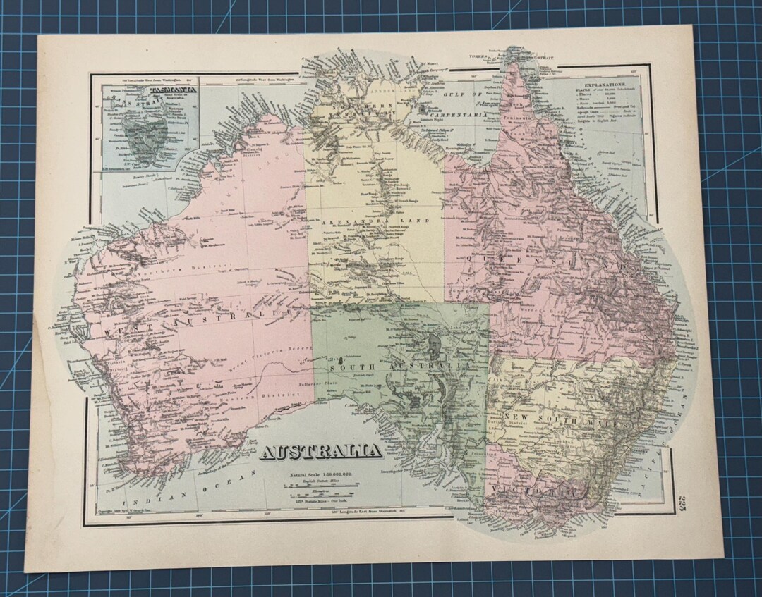 1889 Victorian Atlas Map of Australia and East Indies - Etsy