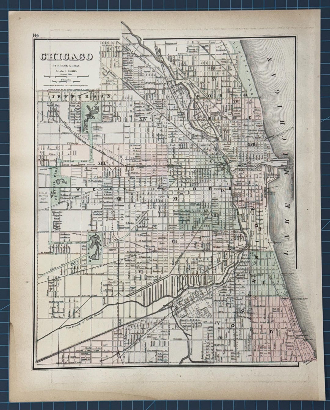 1889 Victorian Atlas Map of Chicago - Etsy
