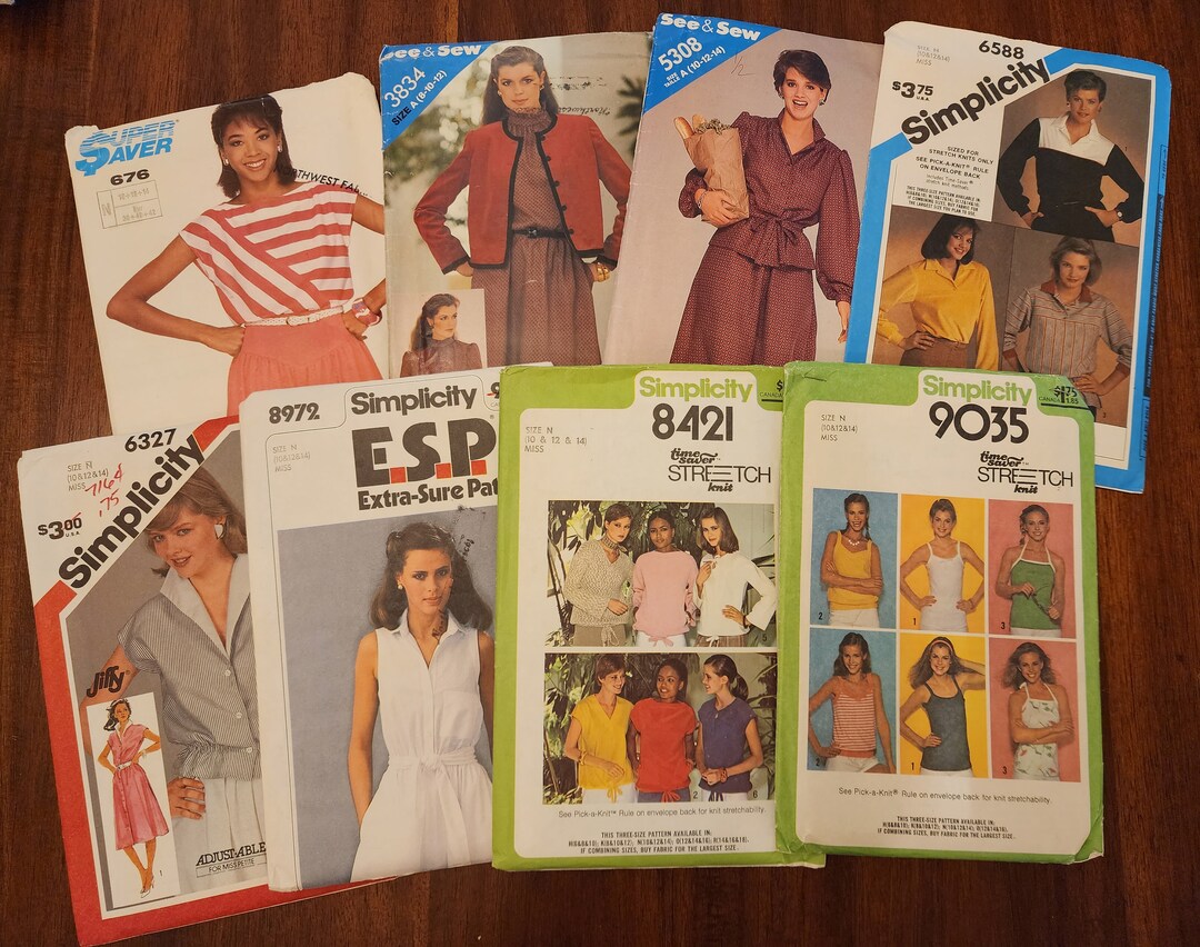 Lot of 8 Vintage 1980's Patterns UNCUT Sizes 10, 12, 14 - Etsy