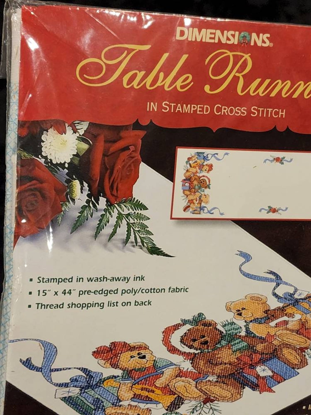 Vintage NOS Cross Stitch Table Runner Kit by Dimensions Teddy Bears - Etsy