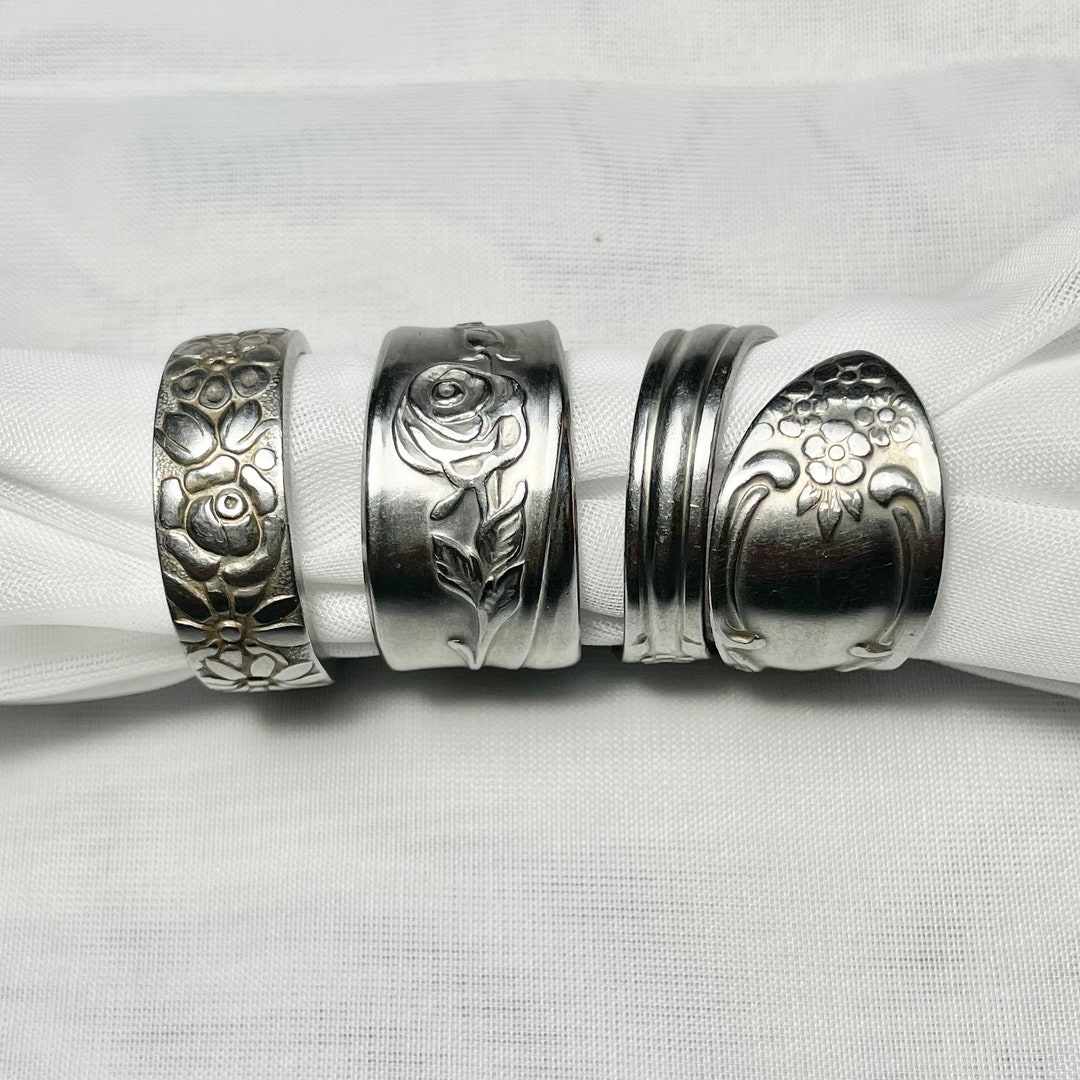 Vintage Silver Plated Silverware Rings, Stainless Steel Rings, Silver ...