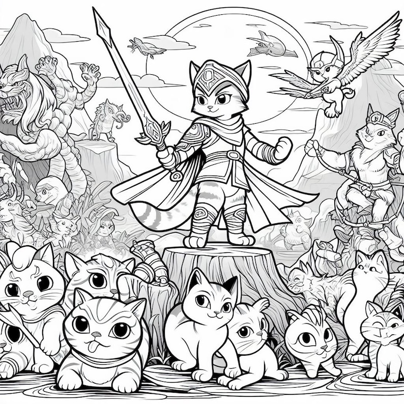 20 Page Pack Printable Cute & Epic Cats Coloring Book - Etsy