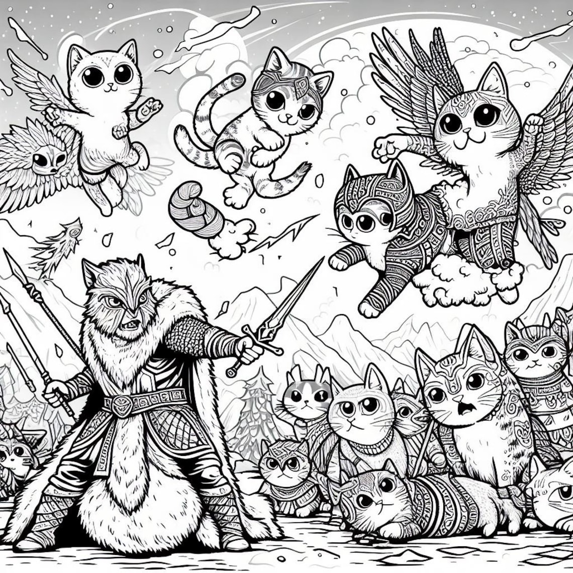 20 Page Pack Printable Cute & Epic Cats Coloring Book - Etsy