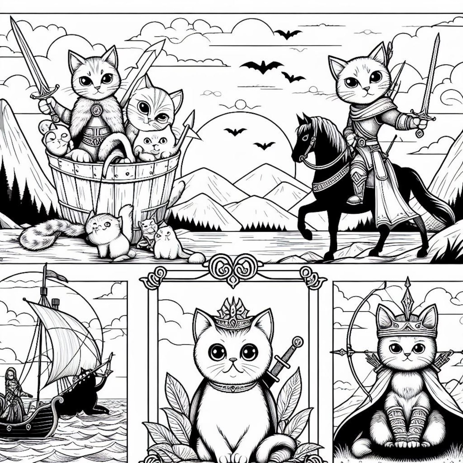 20 Page Pack Printable Cute & Epic Cats Coloring Book - Etsy