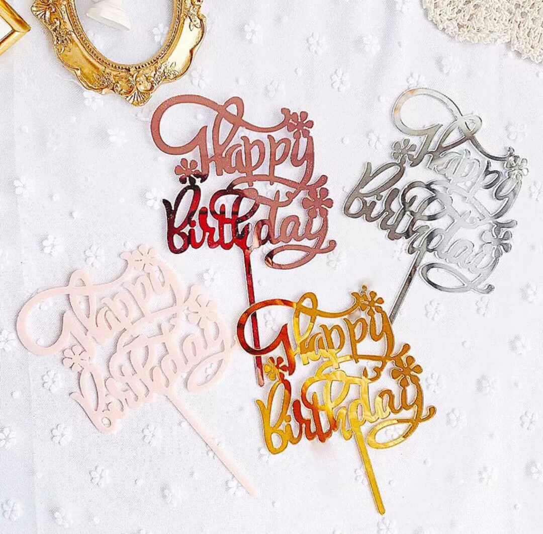 Acrylic Happy Birthday Cake Topper Etsy