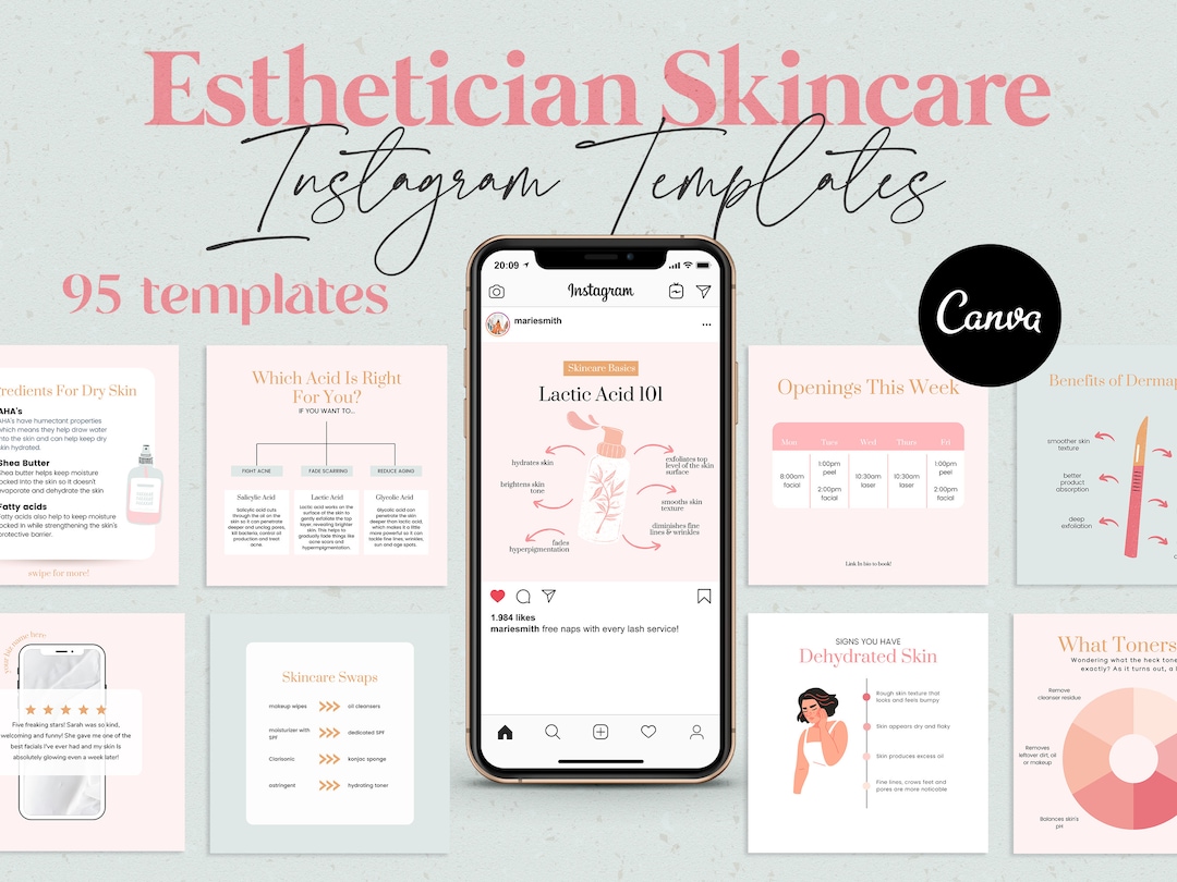 Esthetician Instagram Post Templates, Skincare Social Media Template ...