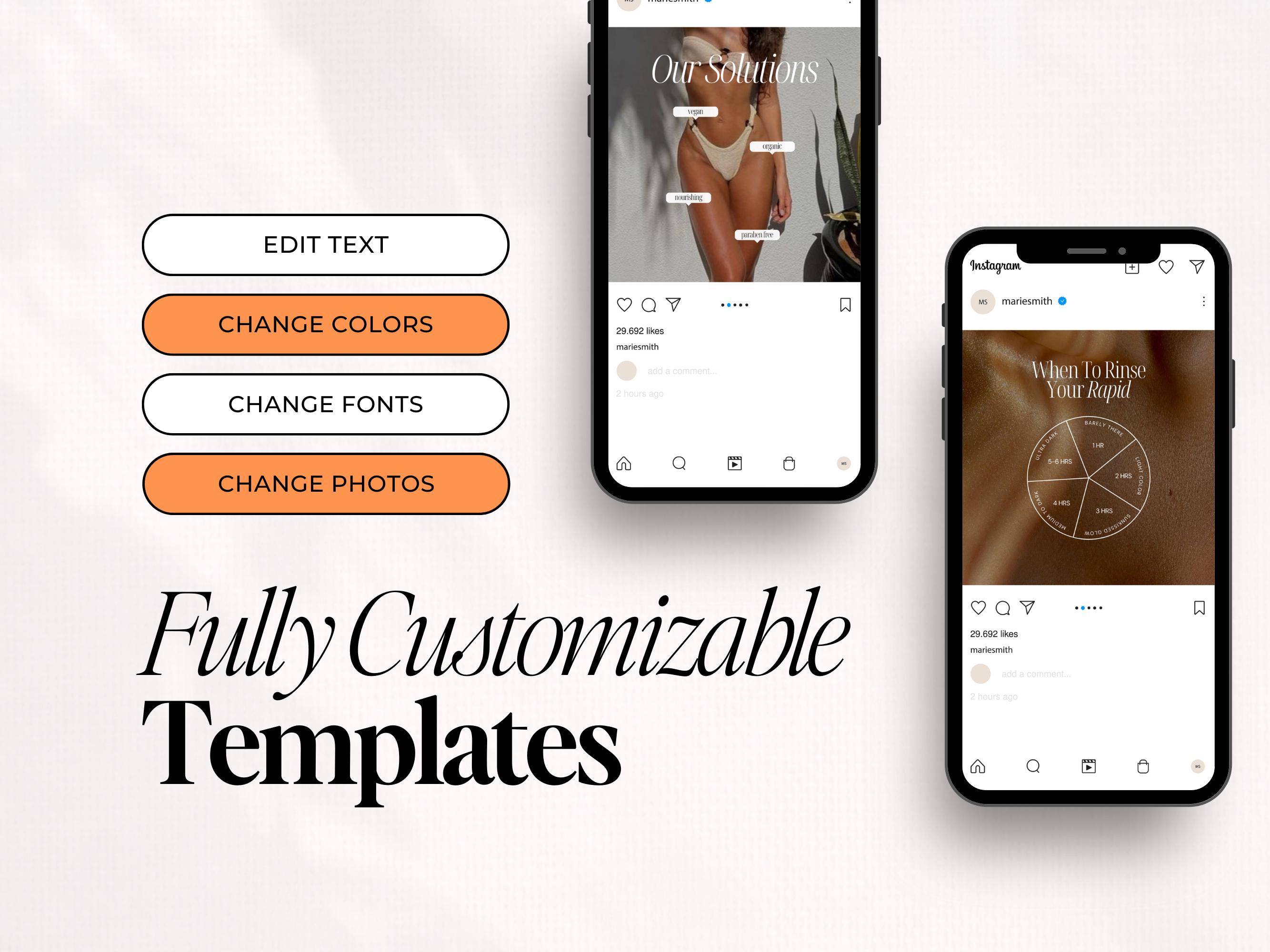 Spray Tan Instagram Templates, Beauty Business Branding (canva Editable ...