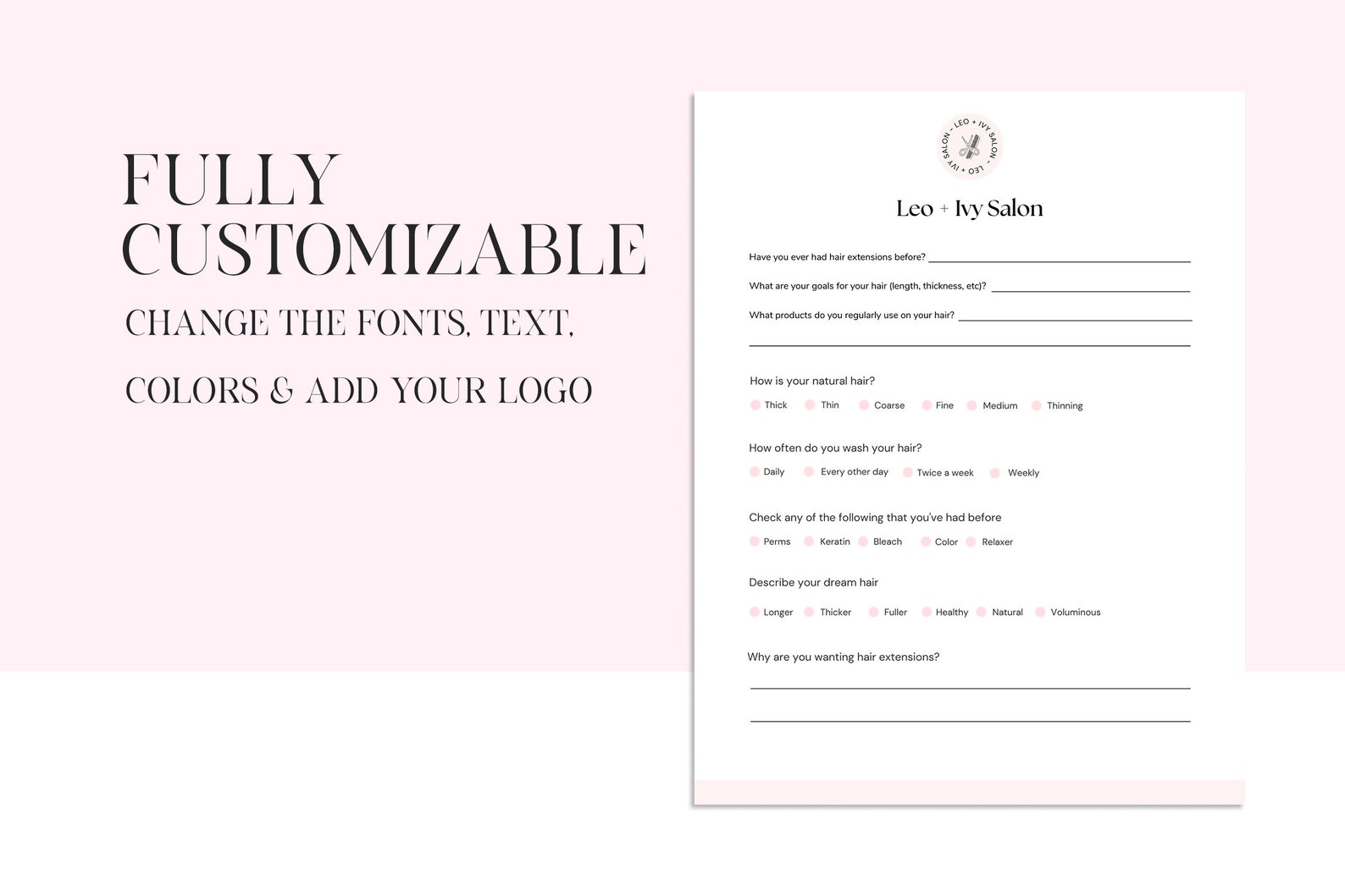 Hair Extension Form Hair Extension Consent Form Hair - Etsy