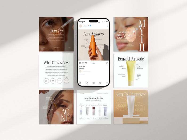 Acne Instagram Templates: Skincare Social Media Content (canva) - Etsy