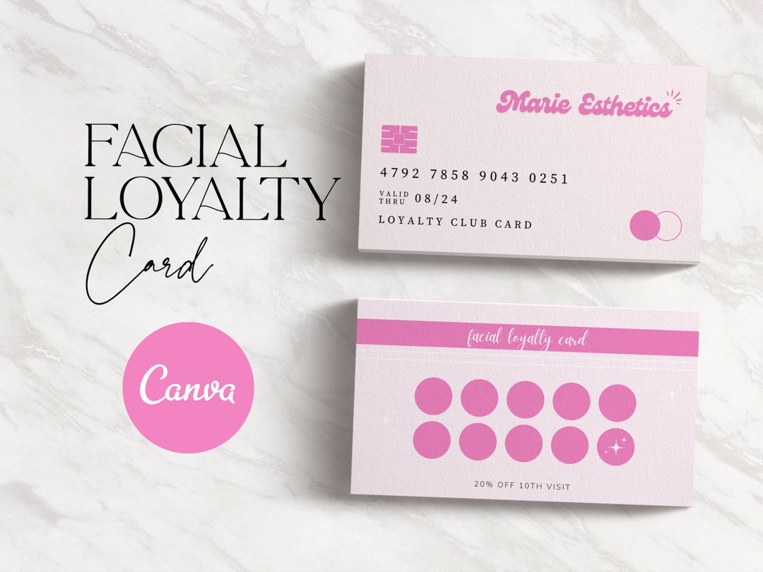 Facial Loyalty Card, Loyalty Card for Estheticians, Esthetician Loyalty ...