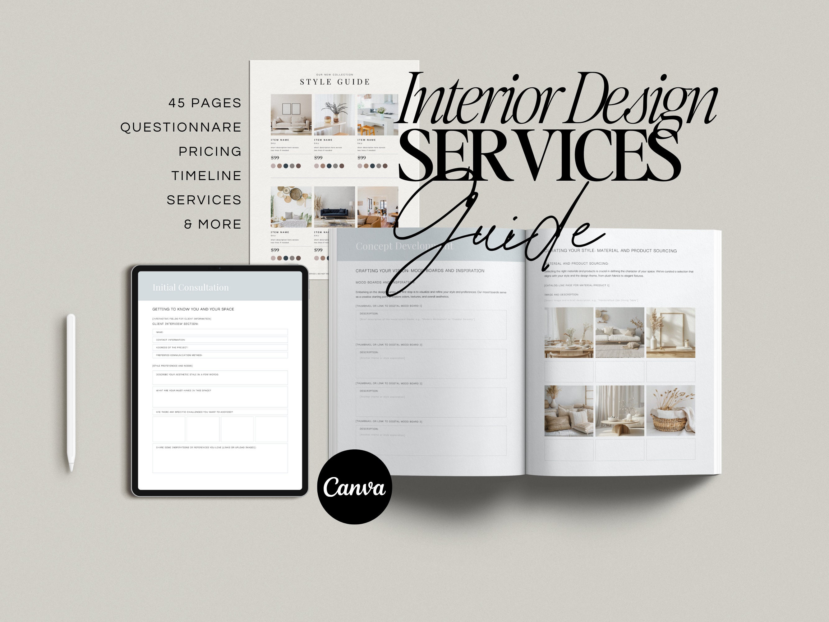 Interior Design Service Guide, Interior Design Welcome Packet, Interior ...