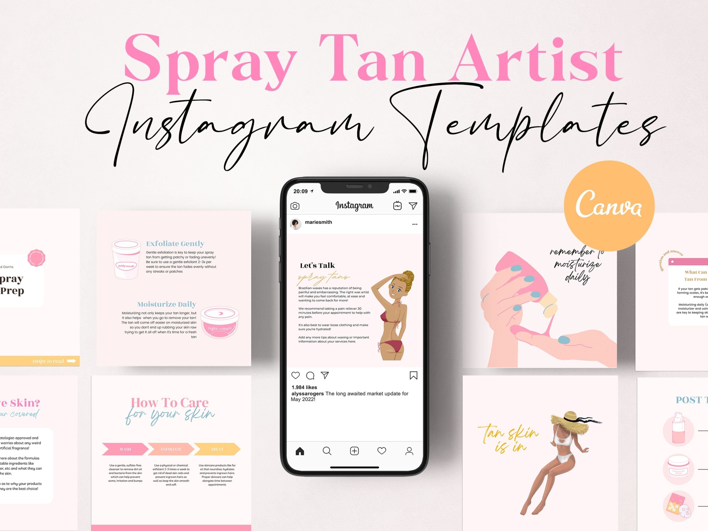 Spray Tan Instagram Post, Tanning Instagram Template, Tanning Business ...