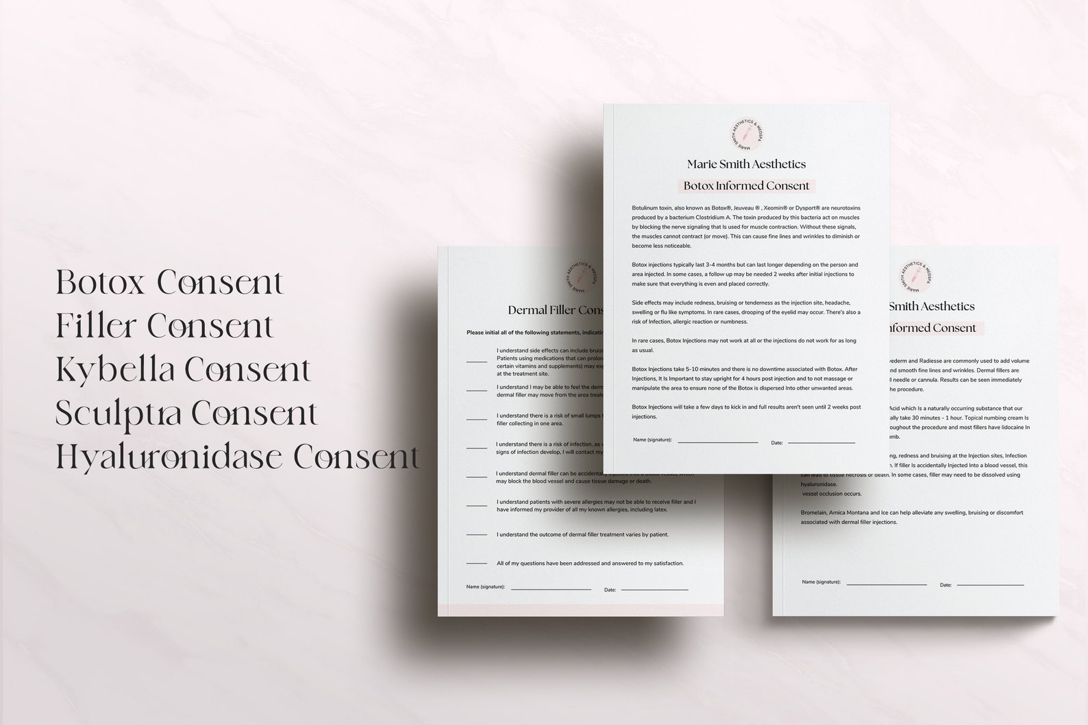 Medspa Forms Botox Consent Form Neurotoxin Consent Dermal - Etsy