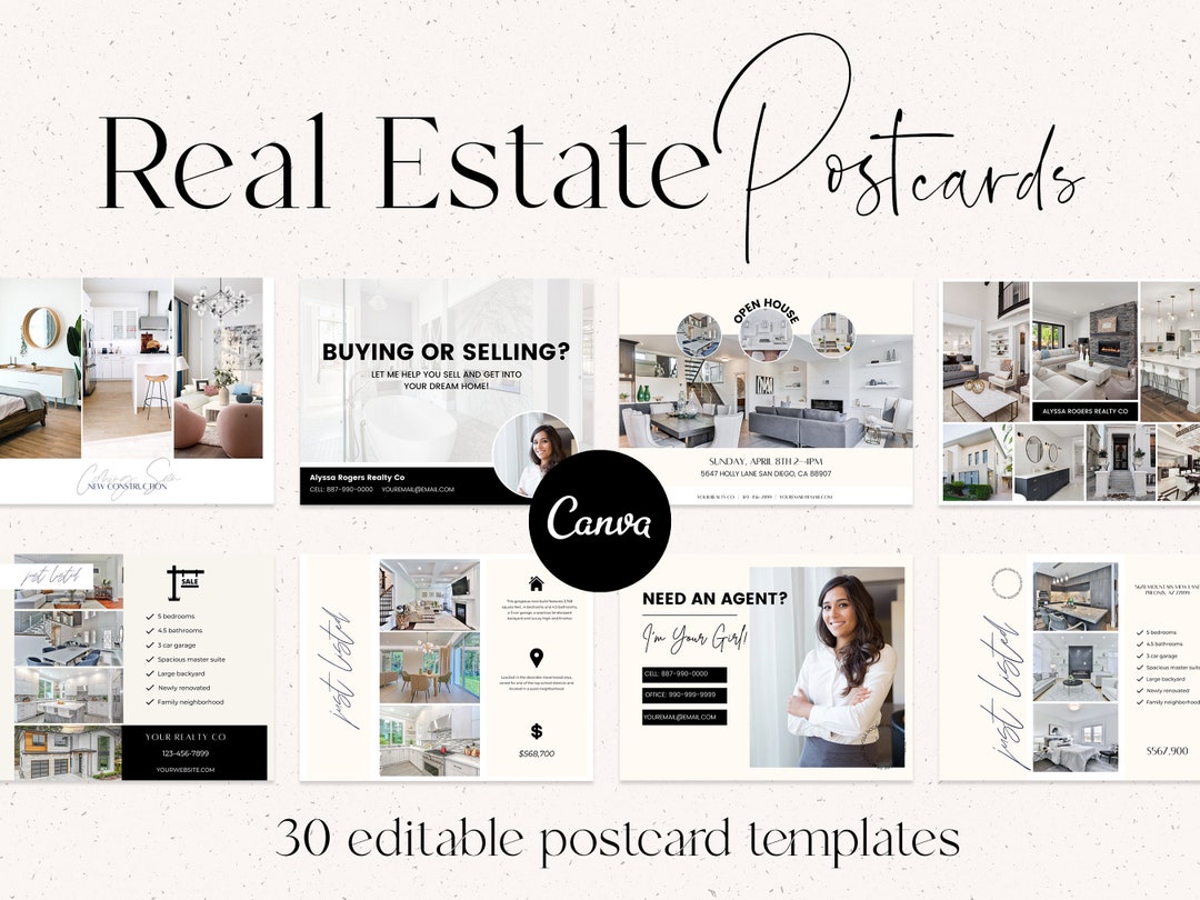 Real Estate Post Card Canva Template Editable Real Estate Postcards ...