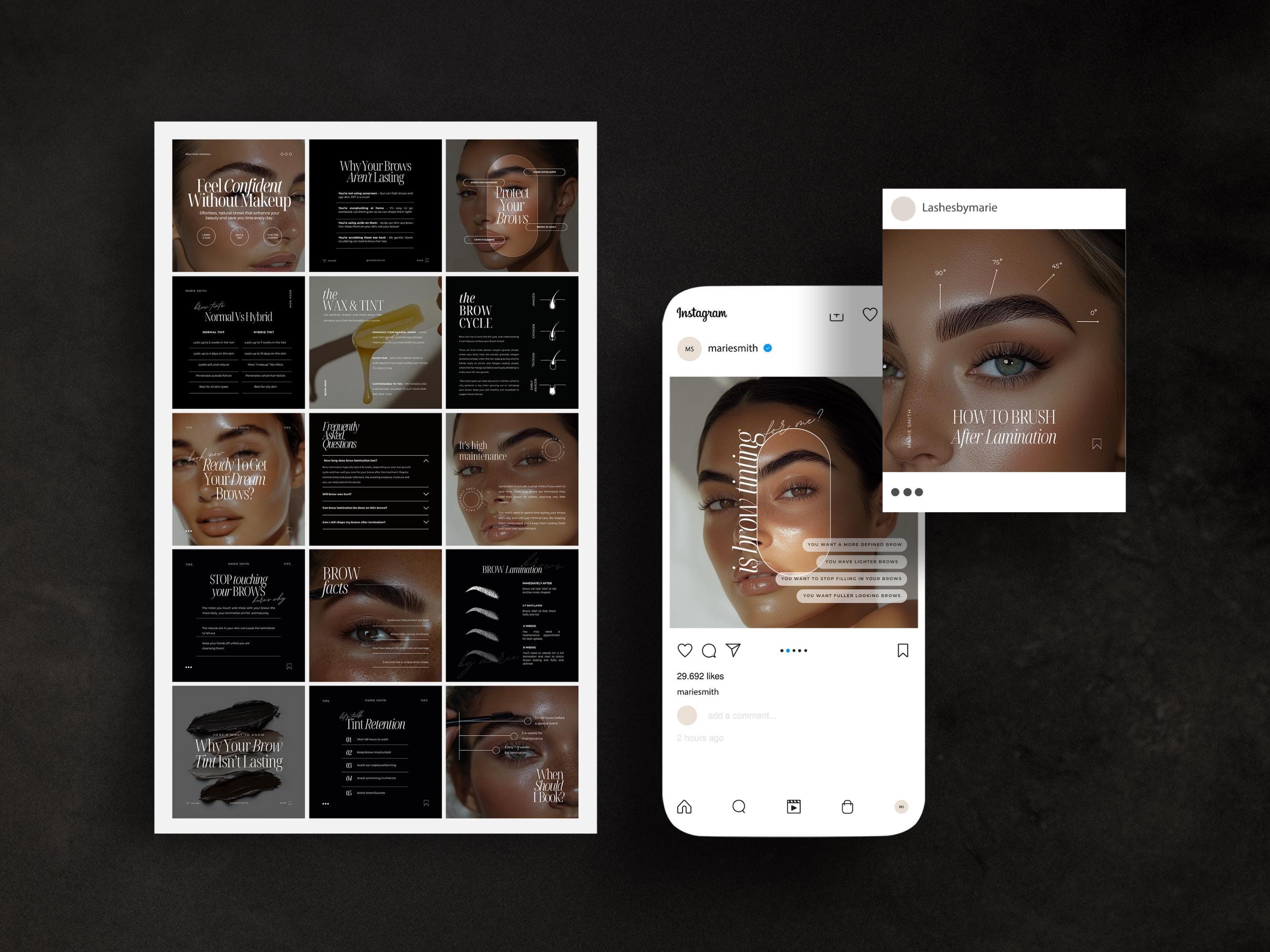 Brow Tech Instagram Templates: Brow Lamination & Tint Posts - Etsy