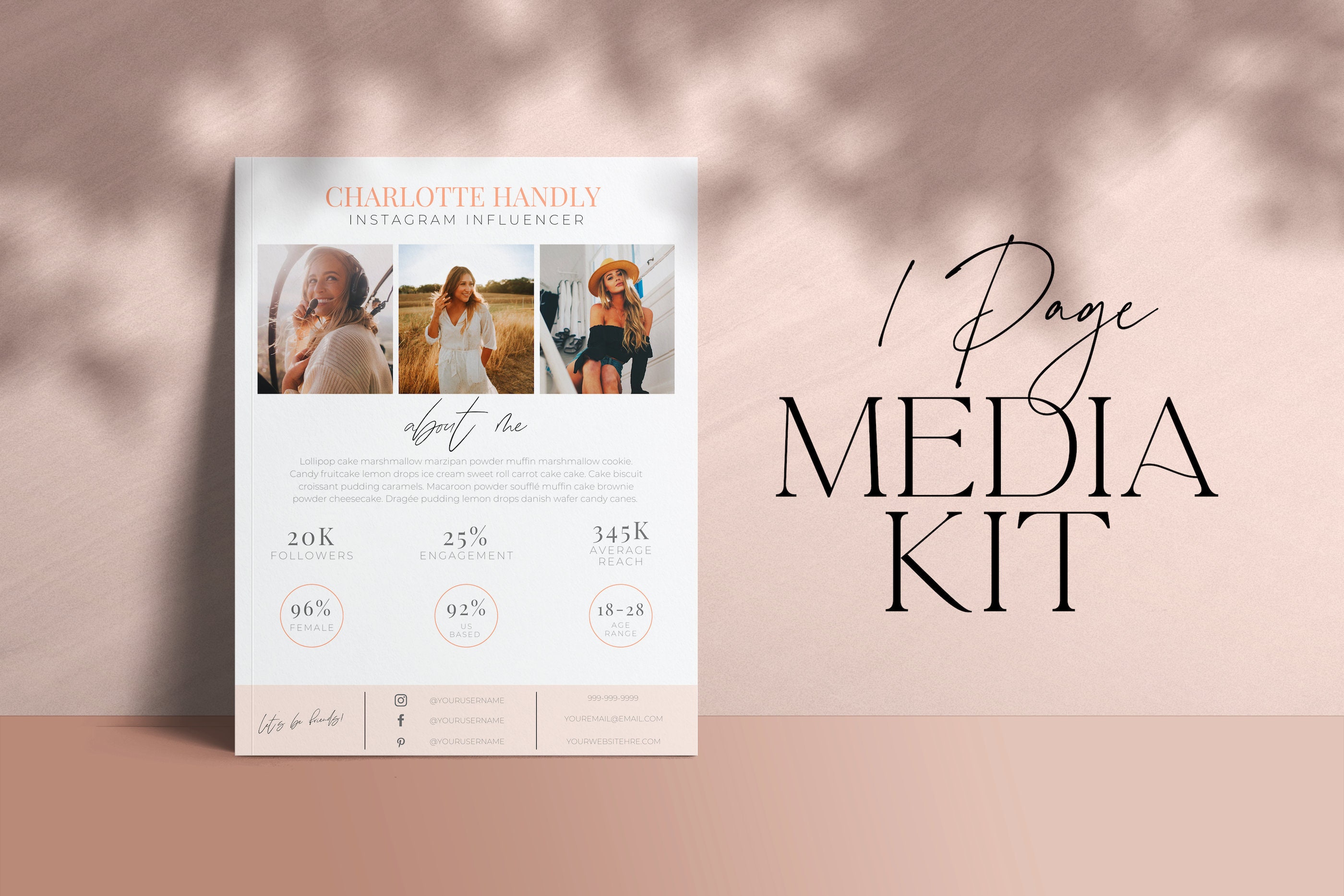 1 Page Media Kit Template 1 Page Media Kit influencer Pitch Kit Media ...