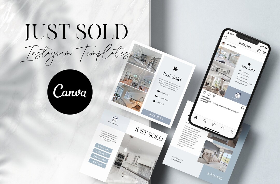 Just Sold Real Estate Instagram Templates for Canva - Etsy