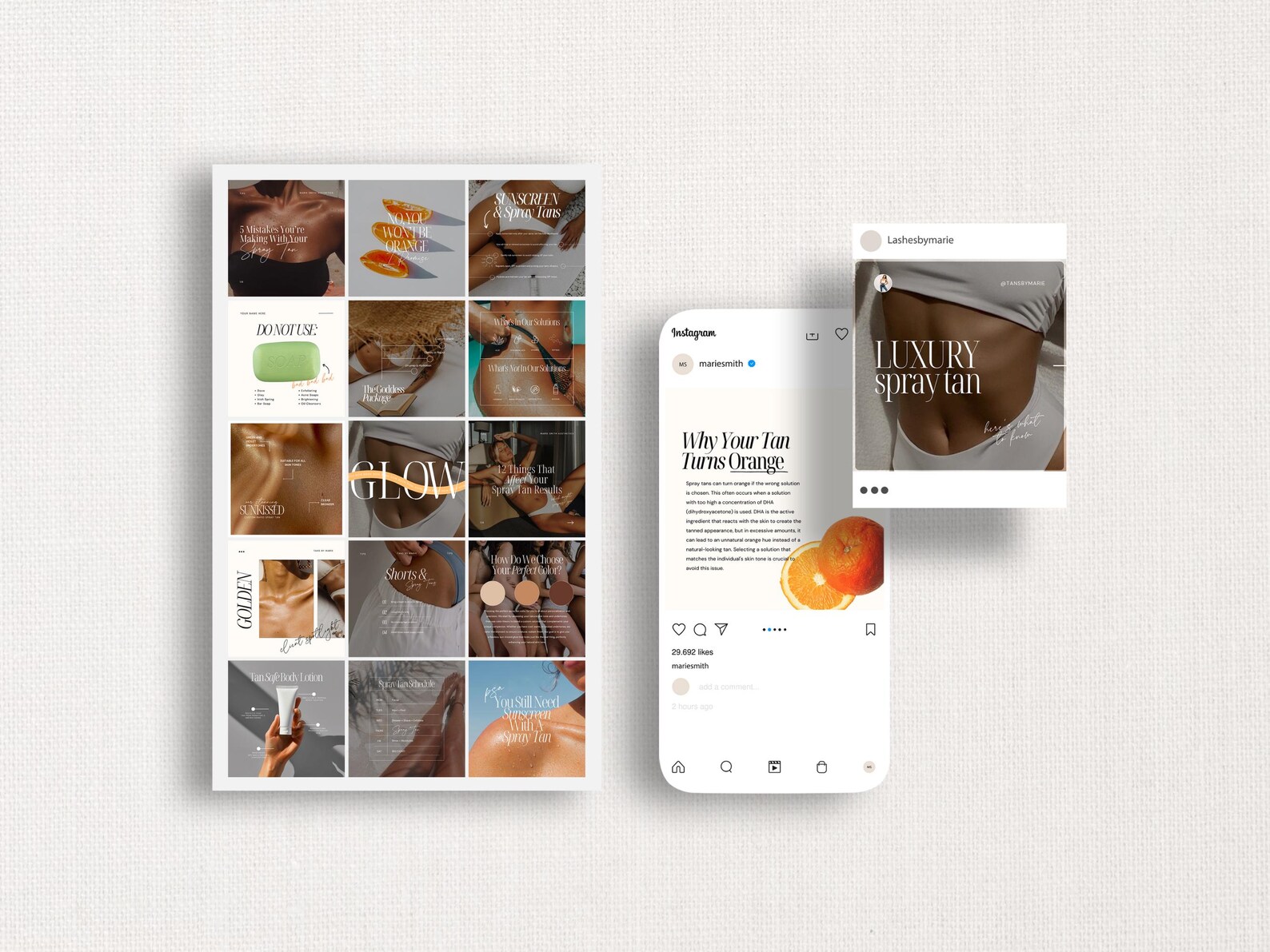 Spray Tan Instagram Templates, Beauty Business Branding (canva Editable ...