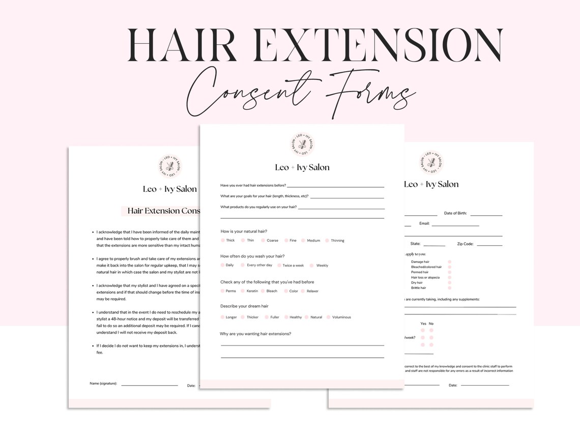 Hair Extension Form Hair Extension Consent Form Hair - Etsy
