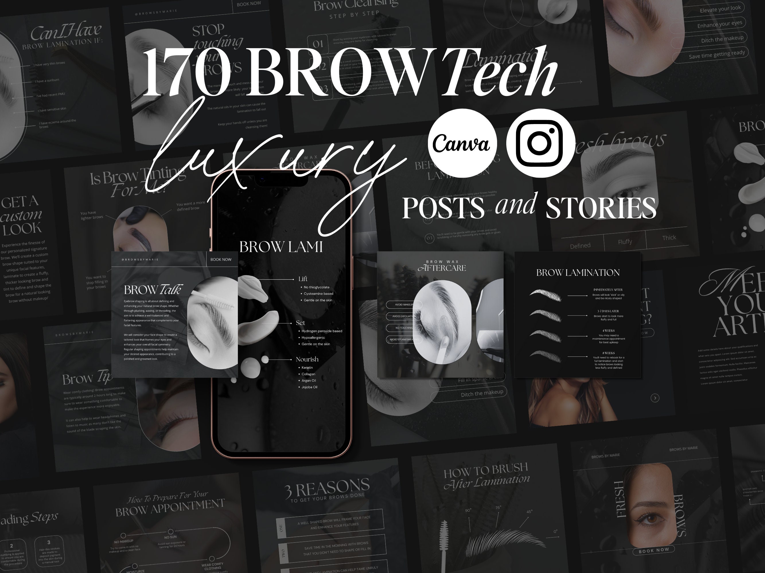 Brow Tech Instagram Templates, Brow Lamination Instagram Template ...