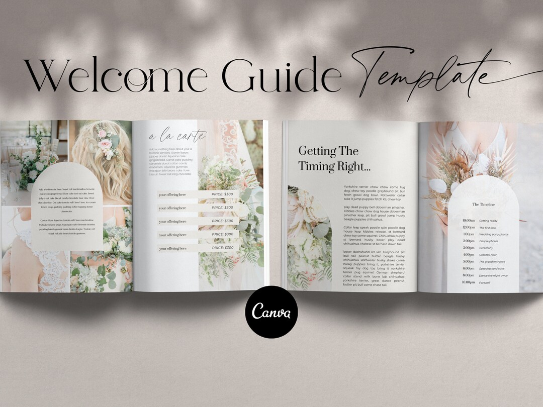 Wedding Welcome Guide Photography, Wedding Welcome Packet Template ...