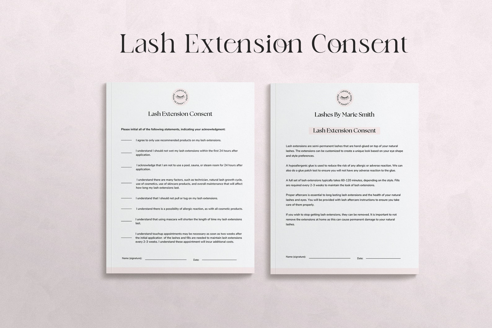 Lash Consent Form Lash Tech Forms Client Intake Form Lash - Etsy