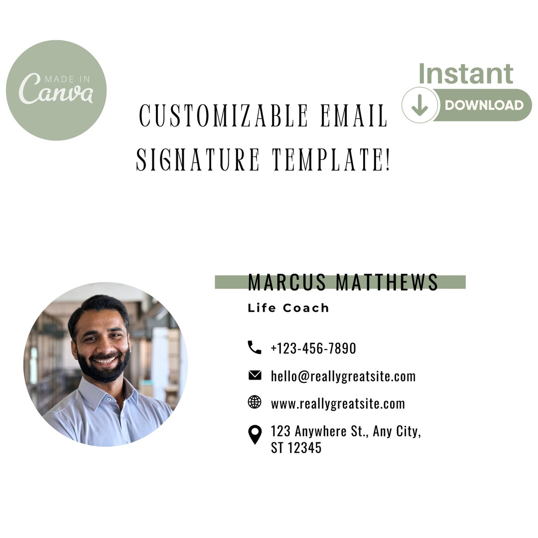 Minimalist Customizable Email Signature Canva Template - Etsy