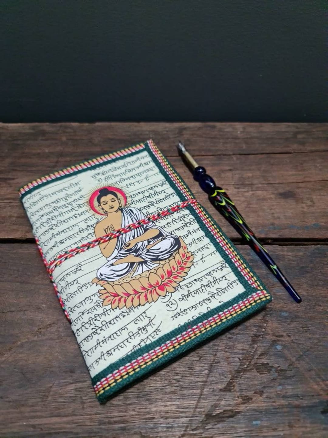 Recycled Cotton / Khadda Paper Notebook With Buddha in Lotus - Etsy