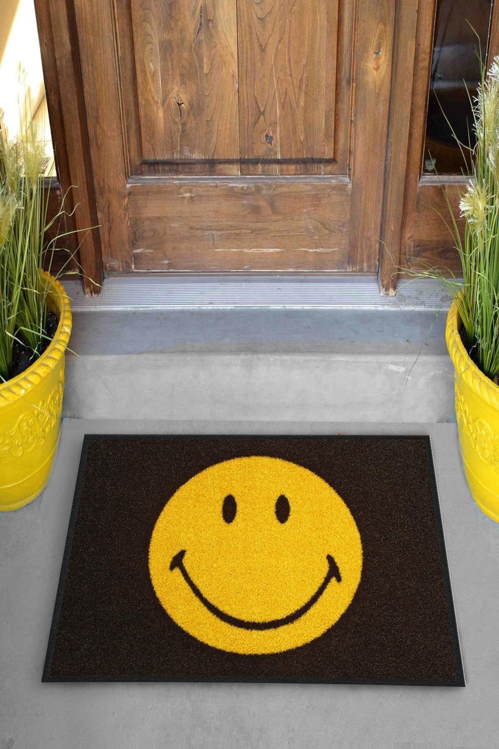 Smile Doormat Smiley Yellow Face Doormat Home Décor Welcome | Etsy