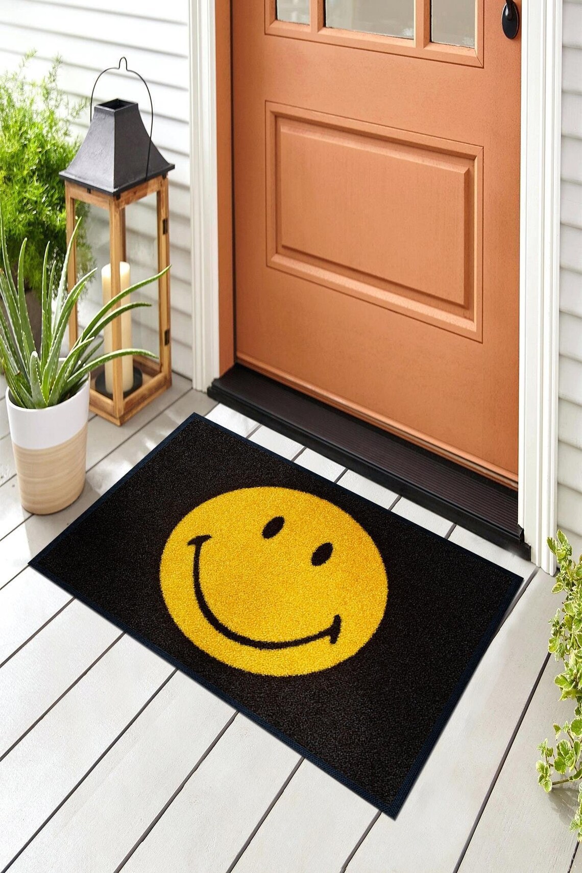Smile Doormat Smiley Yellow Face Doormat Home Décor Welcome | Etsy