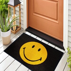 Smile Doormat, Smiley Yellow Face Doormat, Home Décor Welcome Doormat ...