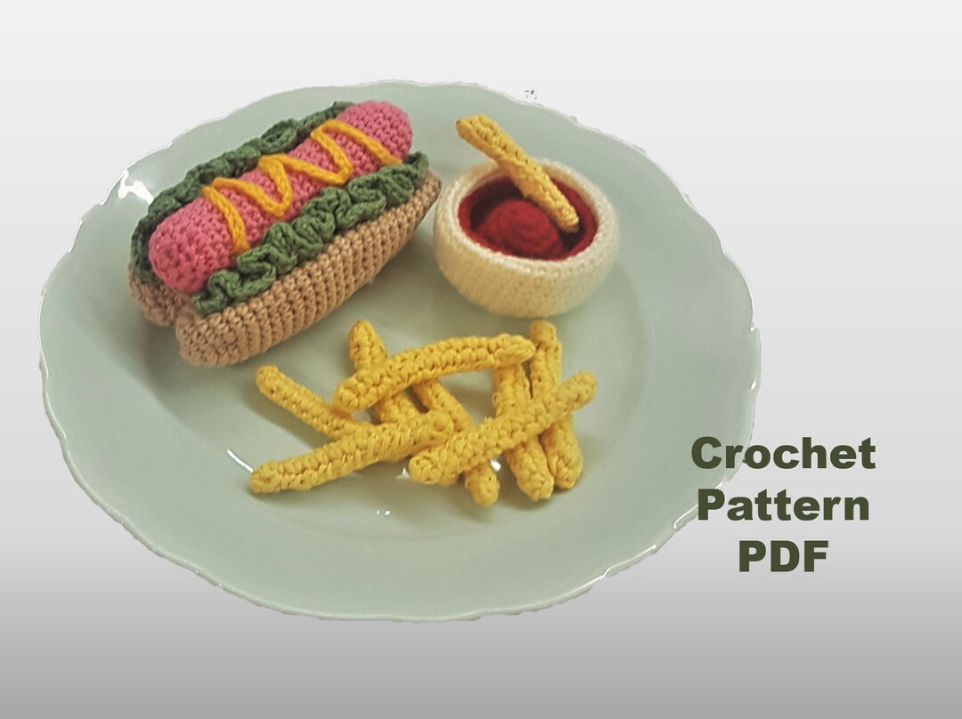 Fast Food Crochet Pattern - Hotdog Crochet - Play Food - Pdf Pattern ...