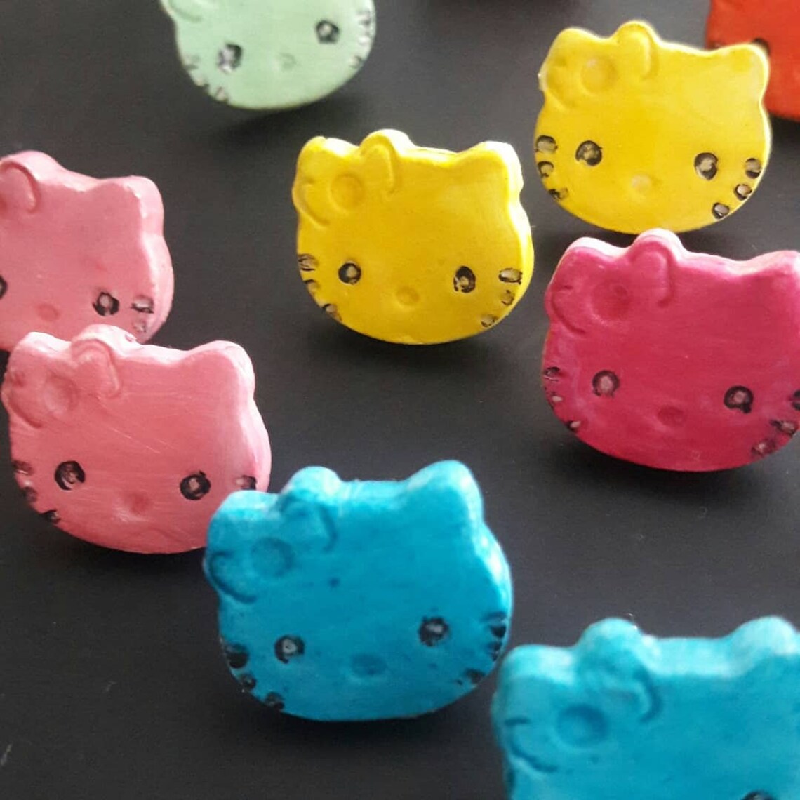 Hello kitty earrings air drying clay handmade jewelry | Etsy