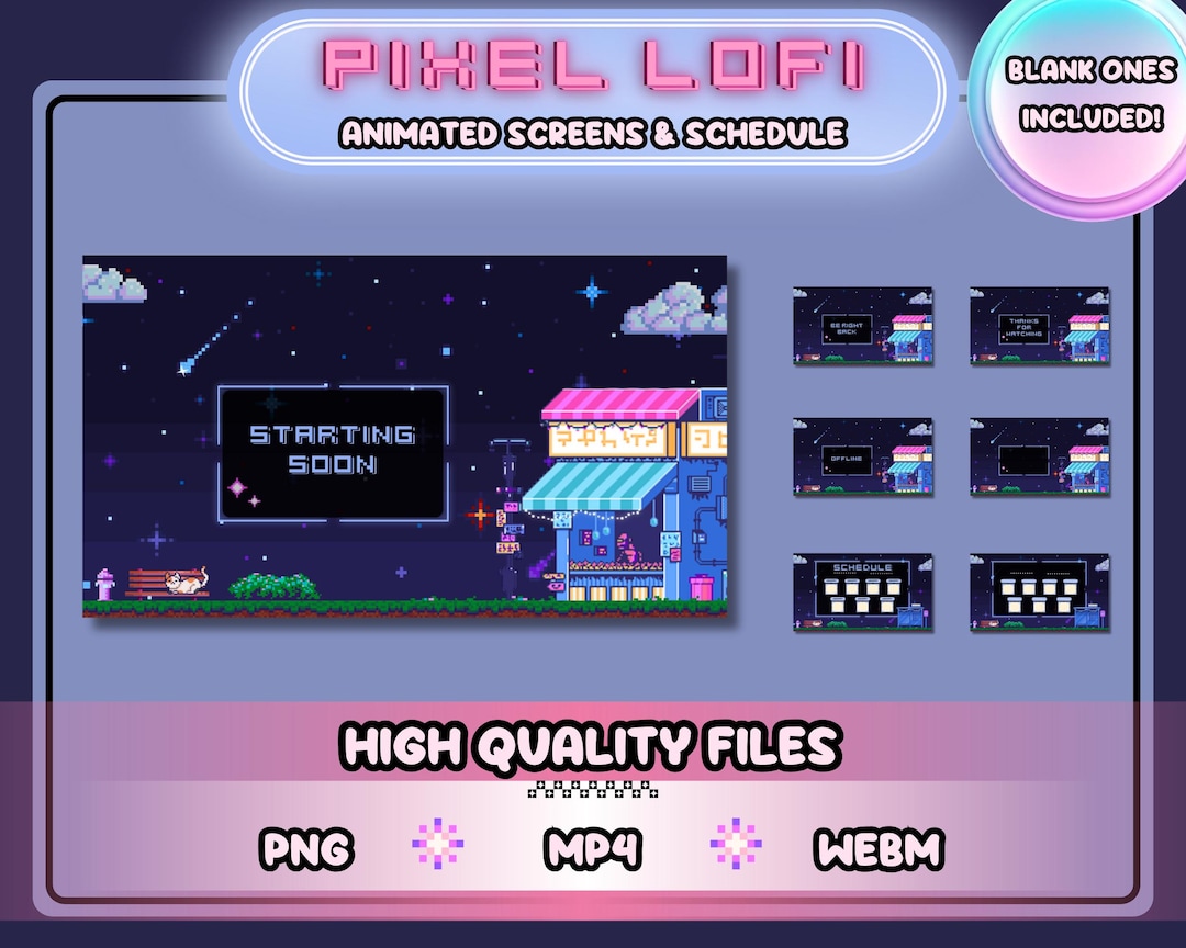 Lofi Pixel Stream Screens for Twitch / Calming & Chill Animated Screens ...