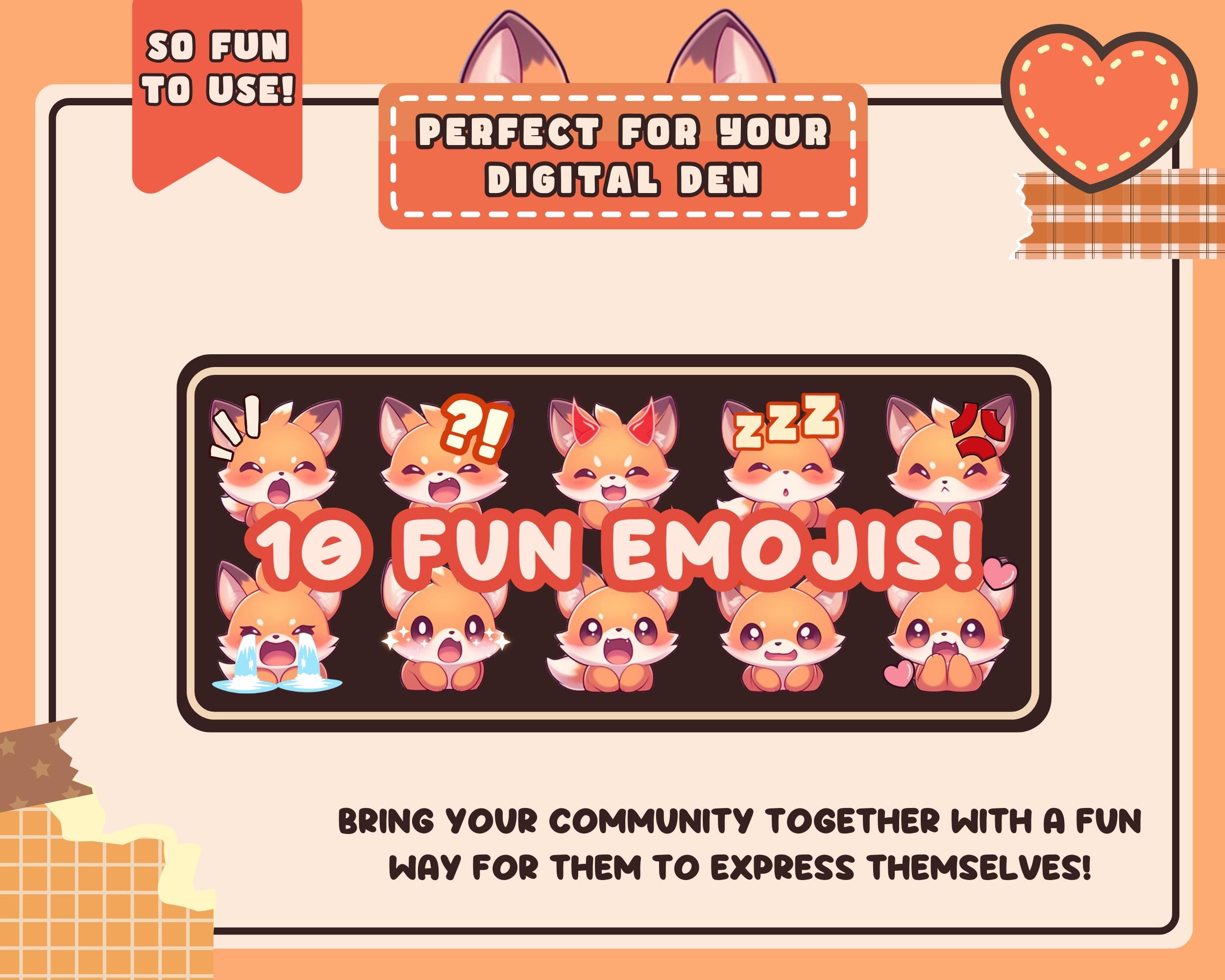 Fuzzy Cute Red Fox Emojis / Great for Discord, Twitch and Youtube / Fox ...