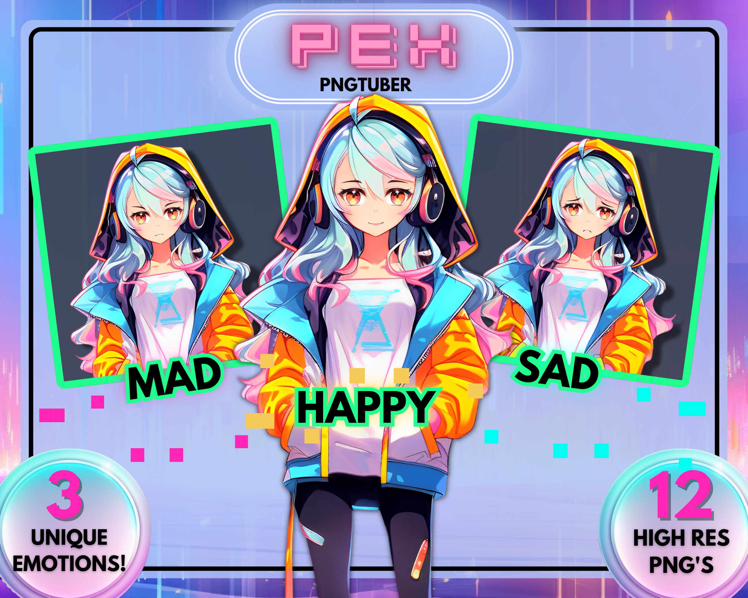 Cyberpunk Pngtuber pex / Veadotube / Vtuber Pngtuber - Etsy Canada