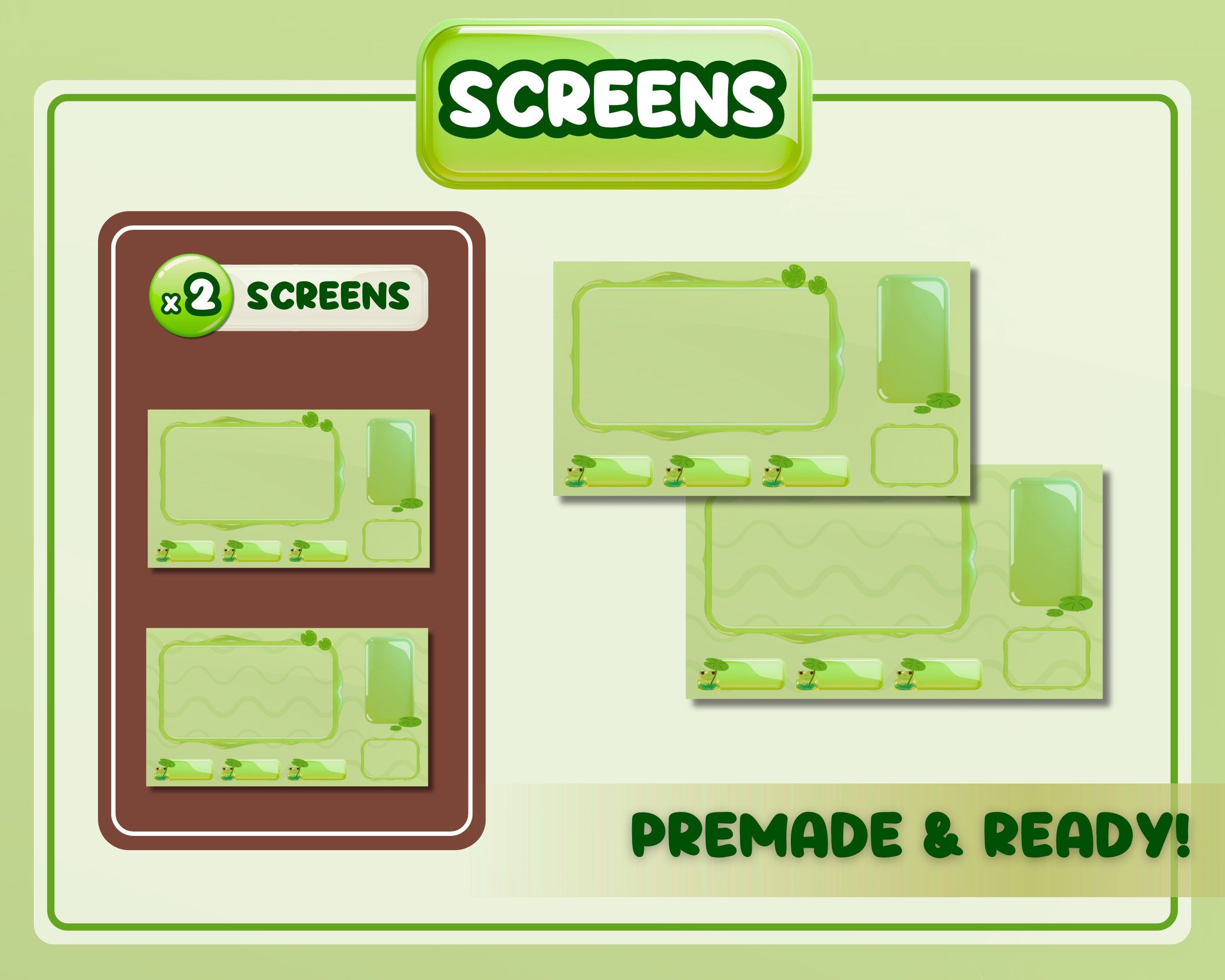 Frog Overlay Set / Cute Green Froggy Twitch Stream Elements & Alerts ...