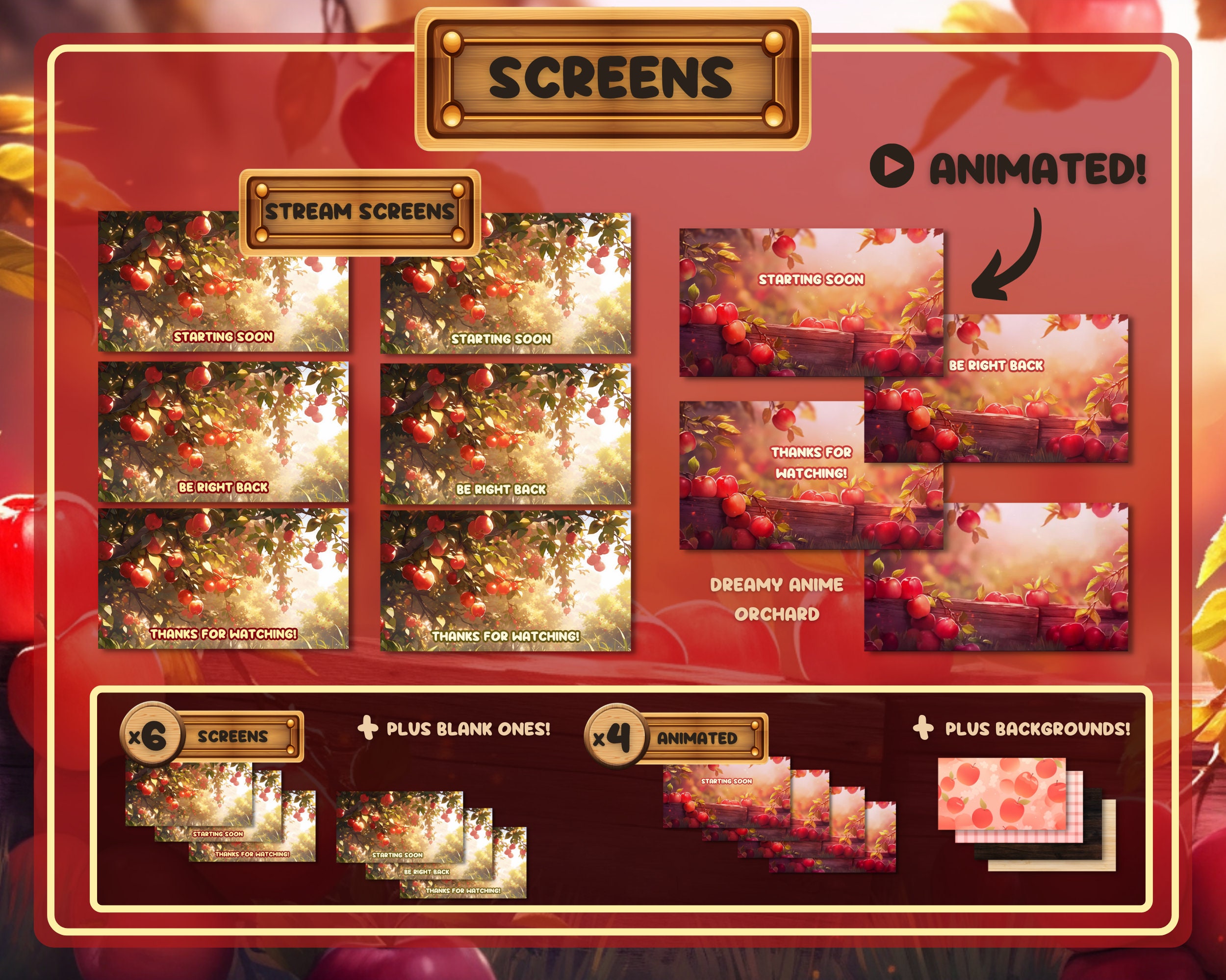 Apple Orchard Streaming Bundle / Twitch and Vtuber Stream Overlay ...