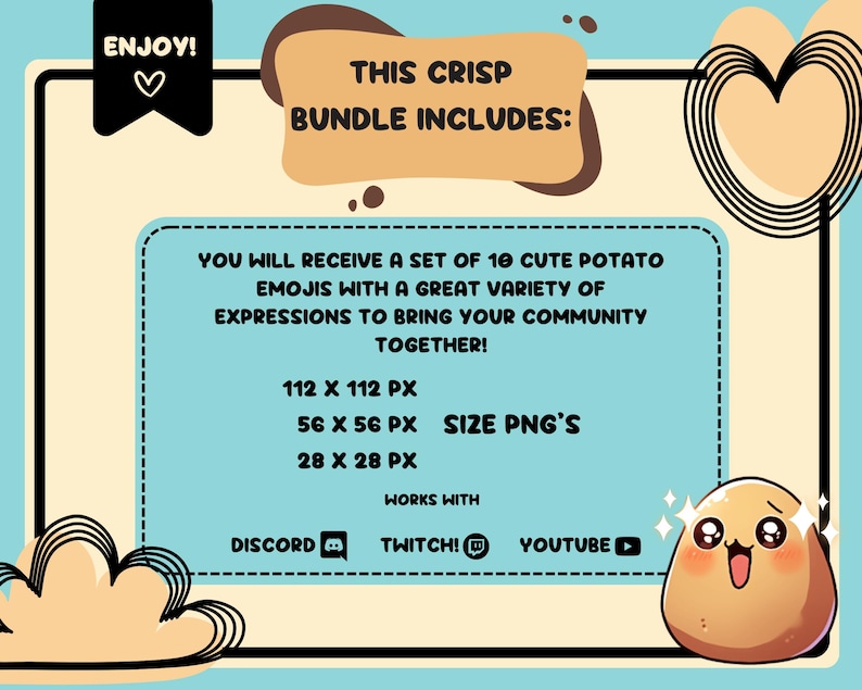 Cute Potato Emojis / Great for Discord and Twitch / Funny Exciting New ...