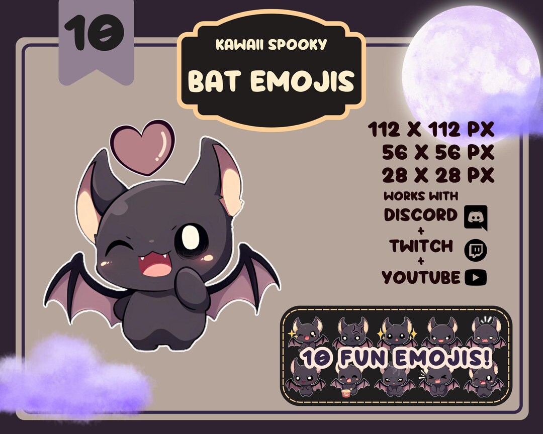 Cute Bat Emotes / Great for Discord and Twitch / Fun Goth Emotes for ...