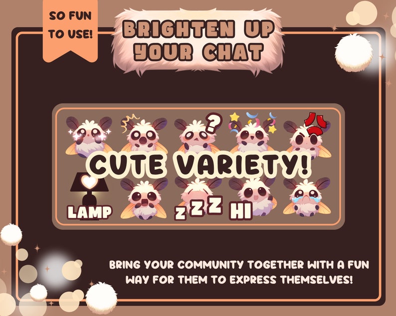 Fuzzy Moth Emotes / Fun Set of Twitch & Discord Moth Character Emojis ...